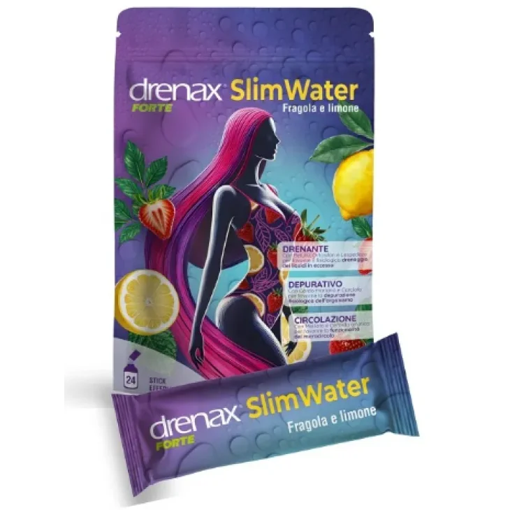 Drenax Forte Slim Water Fragola e Limone Integratore Drenante 24 Bustine